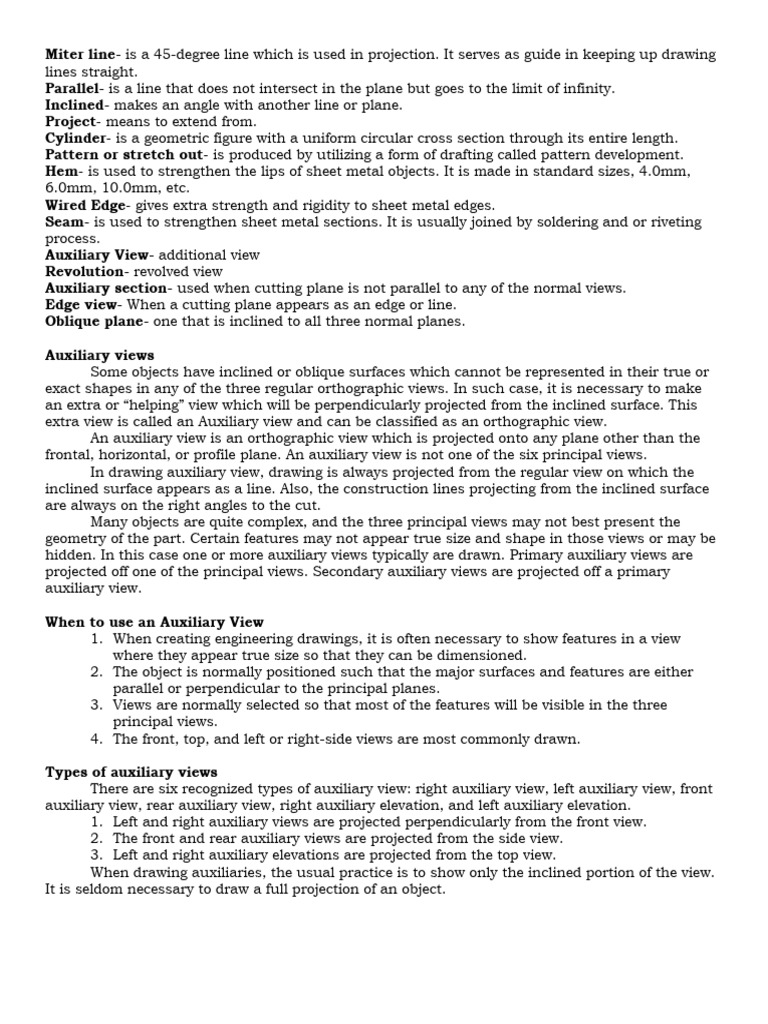 Auxiliary View Notes Pointers | PDF | Classical Geometry | Geometry