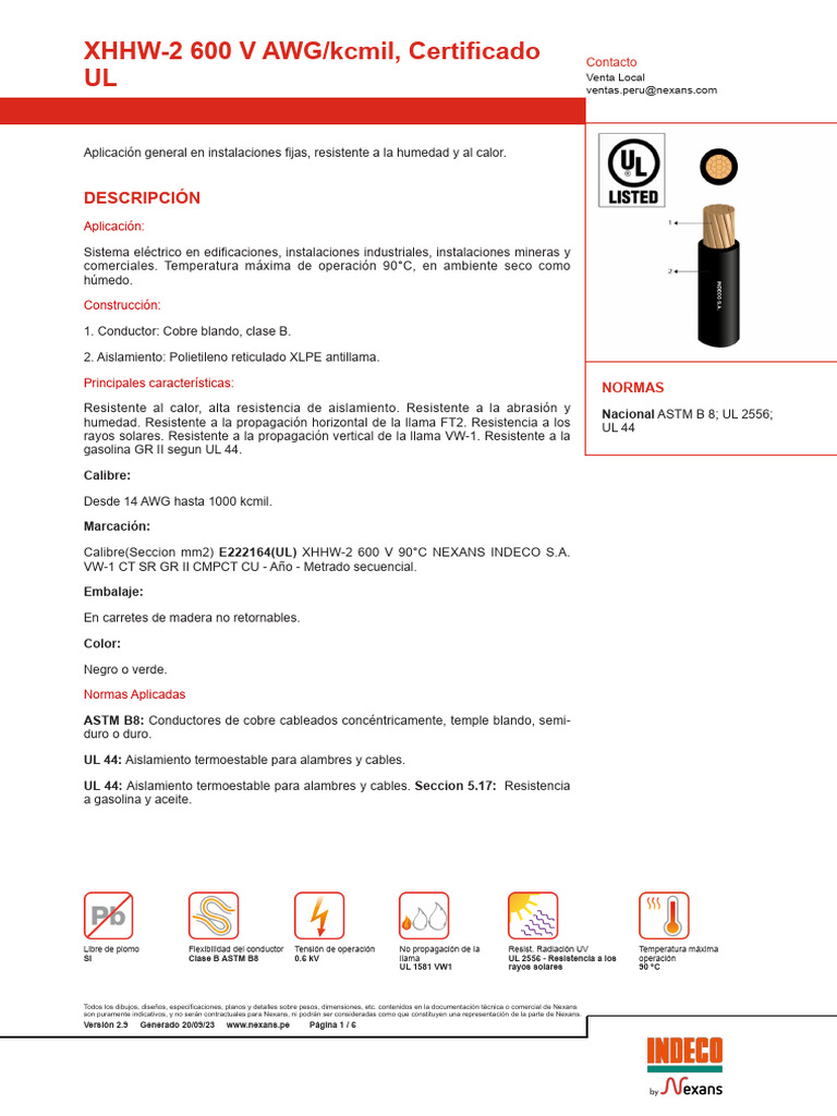 Nexans - XHHW 2 600 V AWG Kcmil Certif... | PDF
