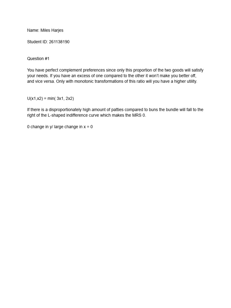 Micro Problem Set #3-3 | PDF | Utility | Marketing