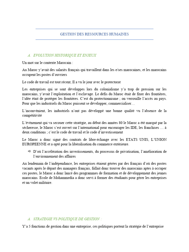 Gestion Des Ressources Humaines | PDF