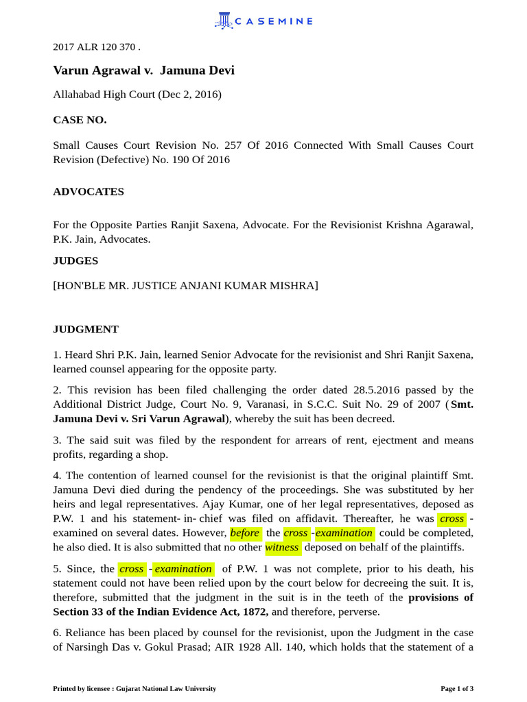 Varun Agrawal v. Jamuna Devi | PDF | Lawsuit | Judgment (Law)