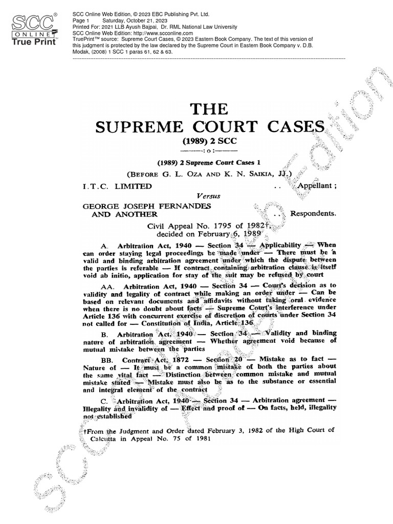 ITC Lim Vs George Joseph | PDF | Computers