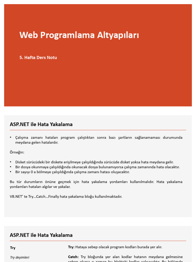 Web Programlama Altyapıları 5. Hafta Ders Notu | PDF