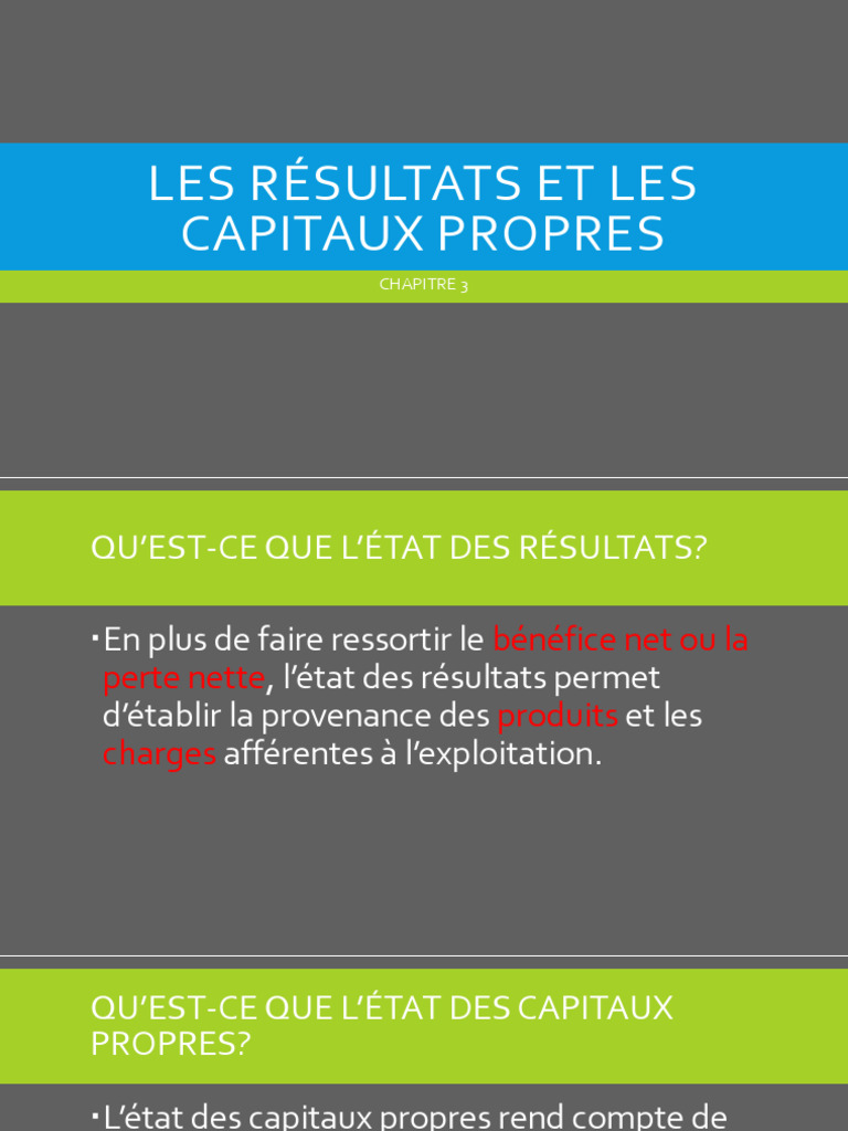 État des résultats et capitaux propres | PDF | Capitaux propres | Bilan ...