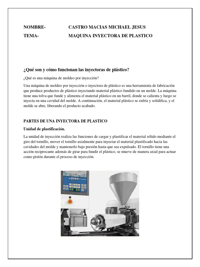 Guía de Máquinas Inyectoras de Plástico | PDF | El plastico | Ingeniería mecánica