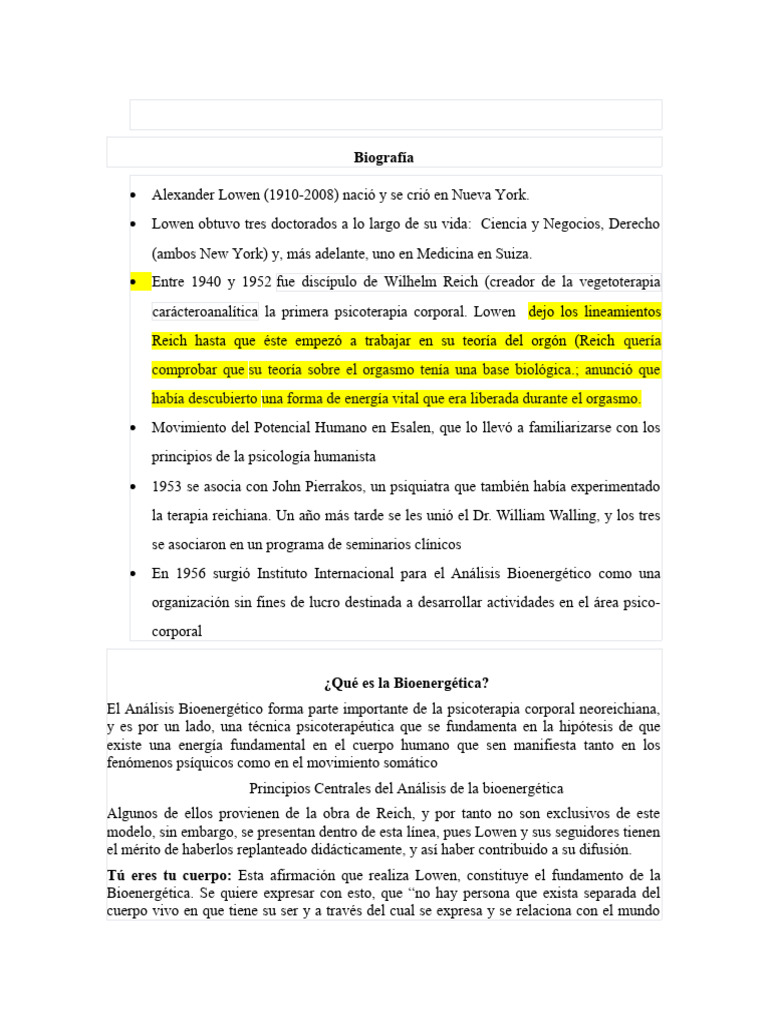 Alexander Lowen | PDF | Ciencias del comportamiento | Conceptos ...