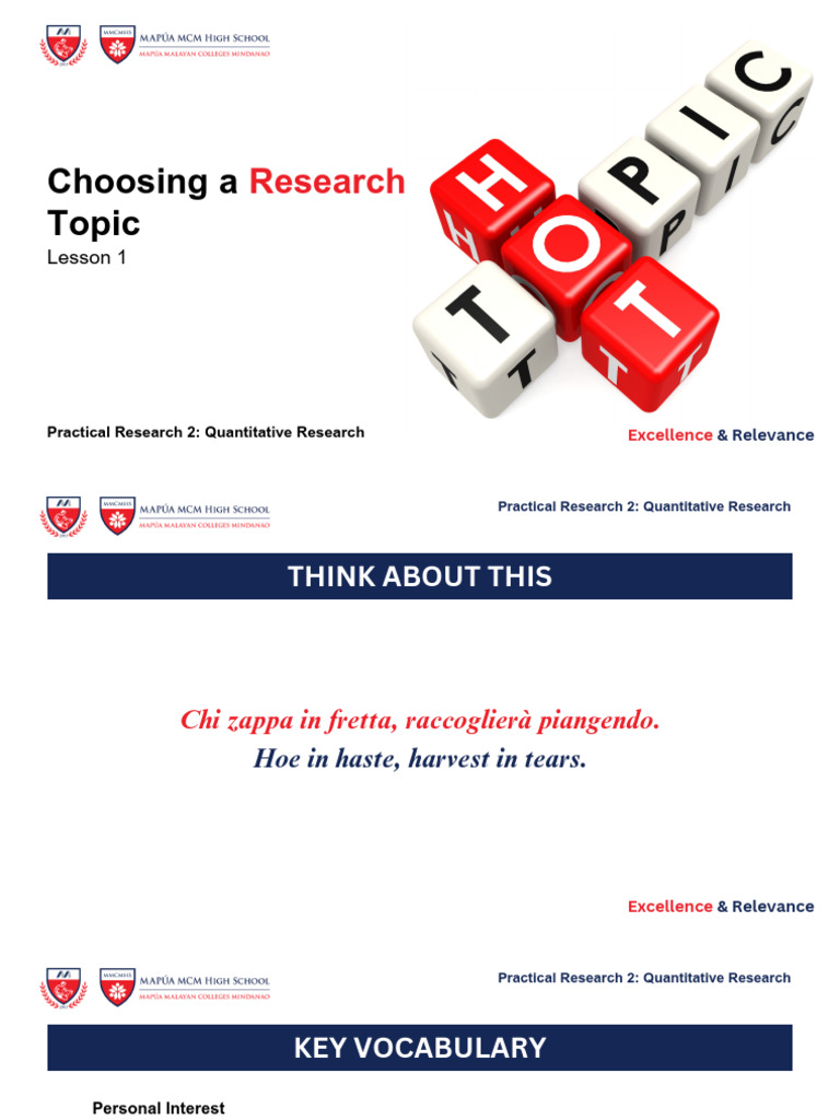Lesson 1 - Choosing The Research Topic | PDF | Neuroscience | Cognition
