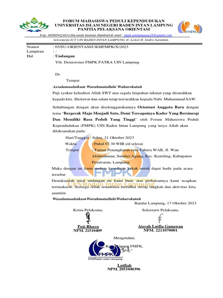 Surat Undangan Demis | PDF