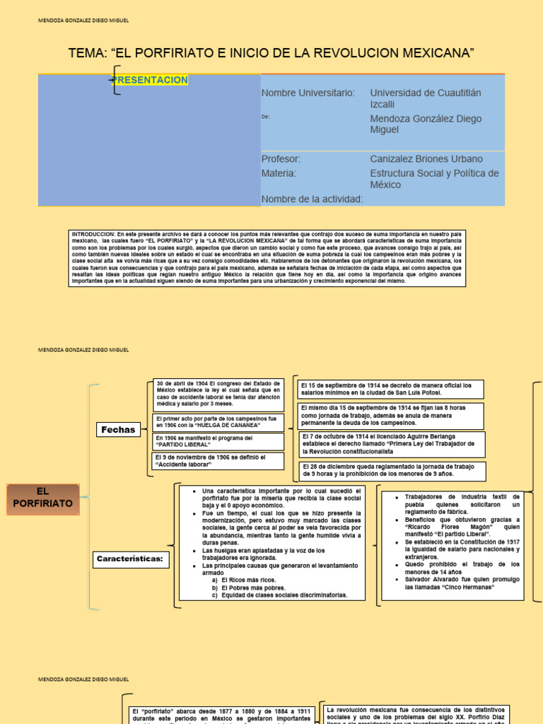 El Porfiriato Mendoza Gonzalez | PDF | México | revolución mejicana
