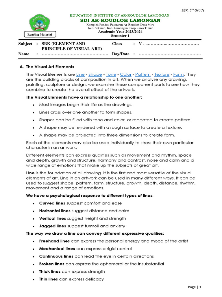 RM Elements and Principle of Visual Art | PDF