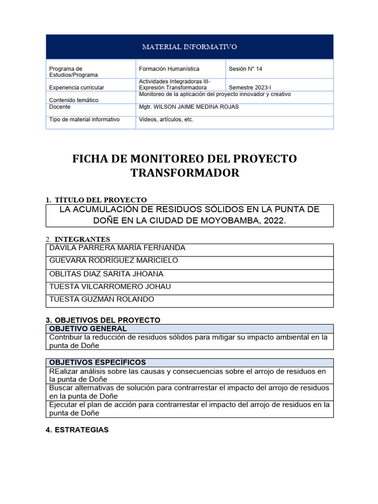 Ficha de Monitoreo | PDF | Residuos