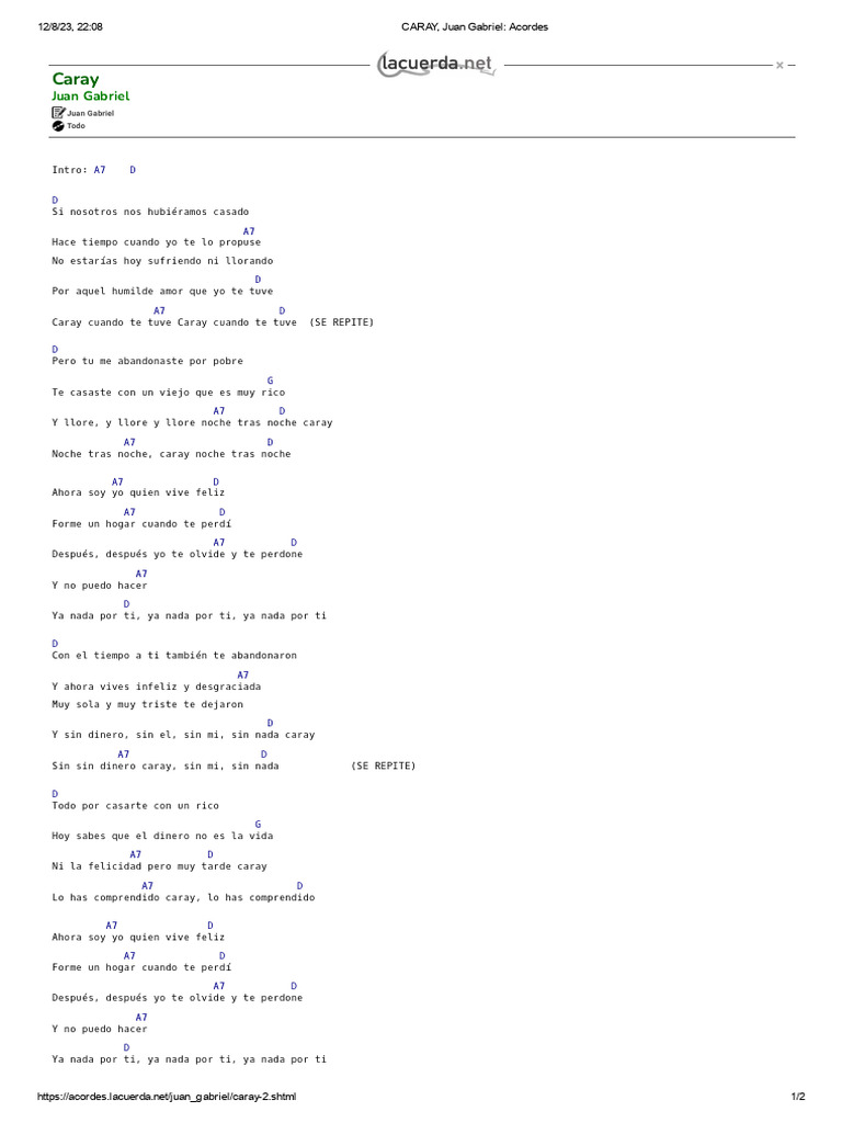 CARAY, Juan Gabriel - Acordes | PDF