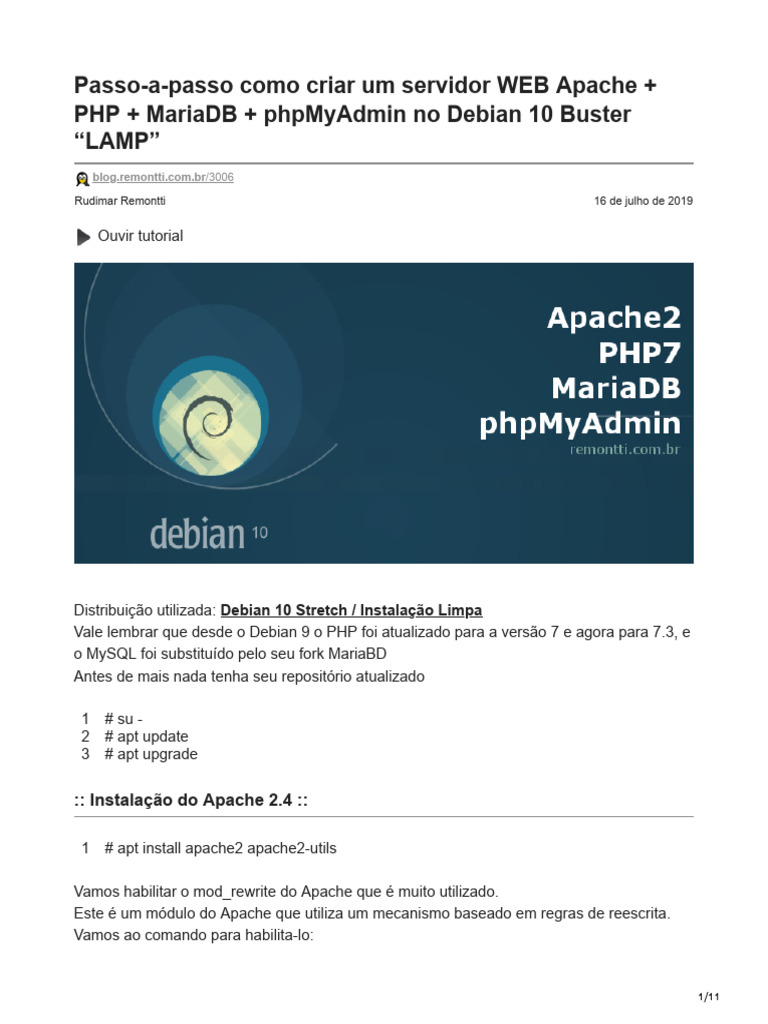 Passo A Passo Como Criar Um Servidor Web Apache Php Mariadb Phpmyadmin