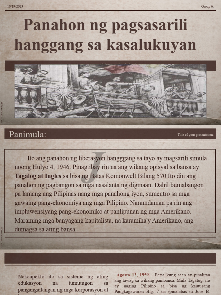 Panahon NG Pagsasarili Hanggang Sa Kasalukuyan | PDF