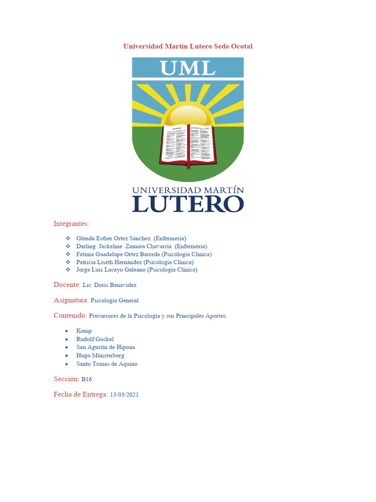 Precursores y Aportes en Psicología | PDF | Agustín De Hipopótamo ...