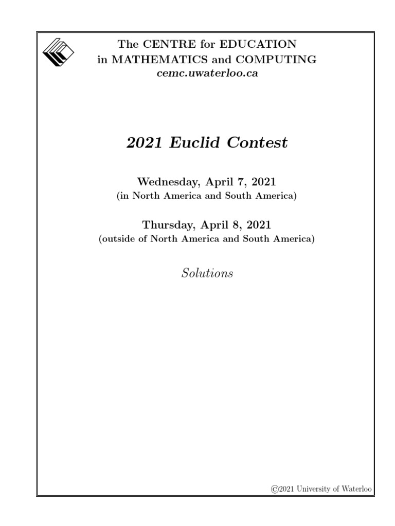 2021 Euclid Solution | PDF | Triangle | Euclidean Geometry