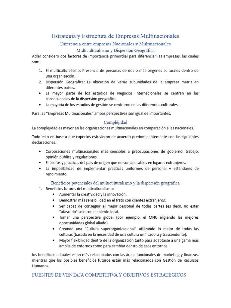 Estrategia y Estructura de Empresas Multinacionales | PDF | Business ...