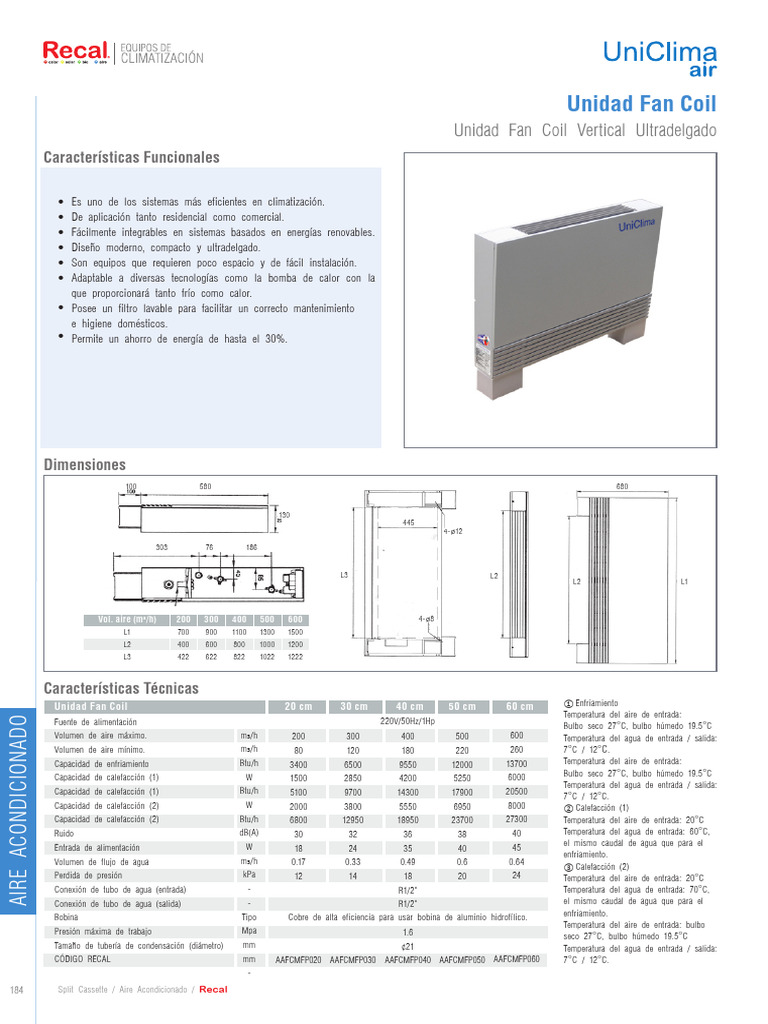 Fan Coil Ficha | PDF | Aire acondicionado | Calor