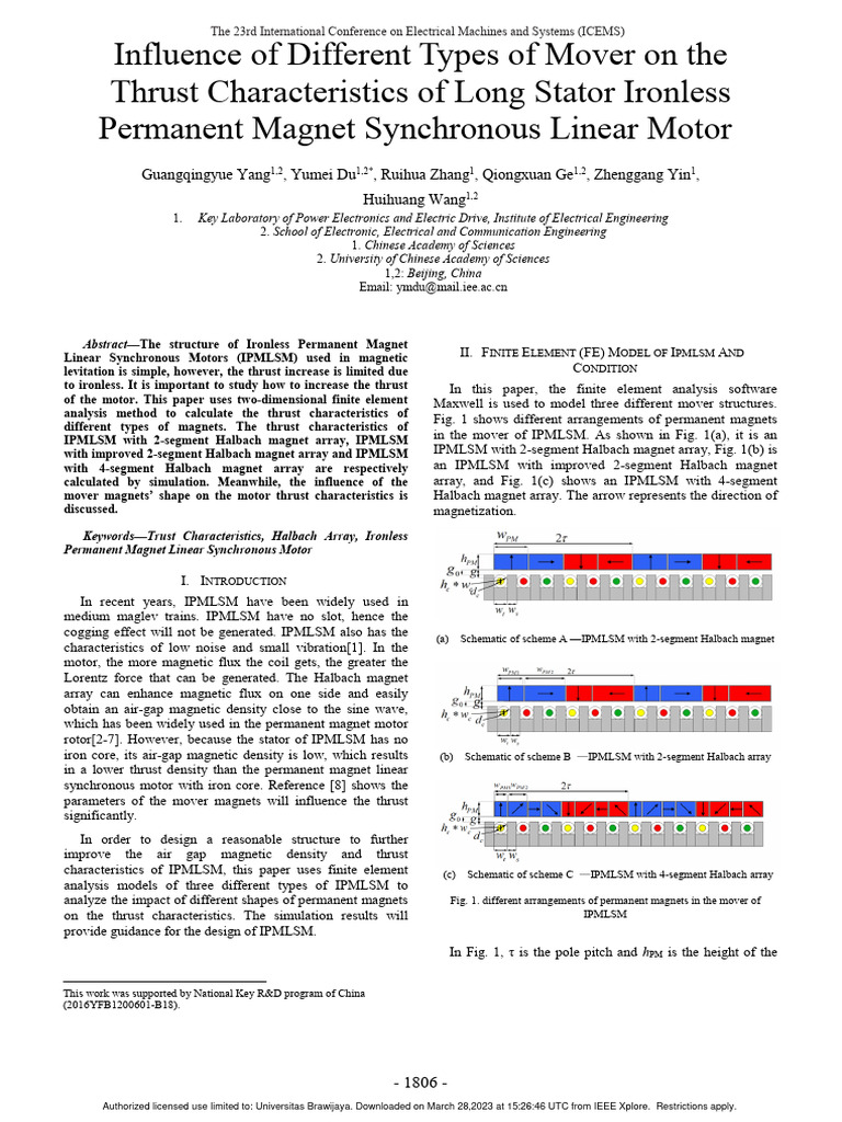 Influence of Different Types of Mover On The Thrust Characteristics of ... Influence of Different Types of Mover On The Thrust Characteristics of ...