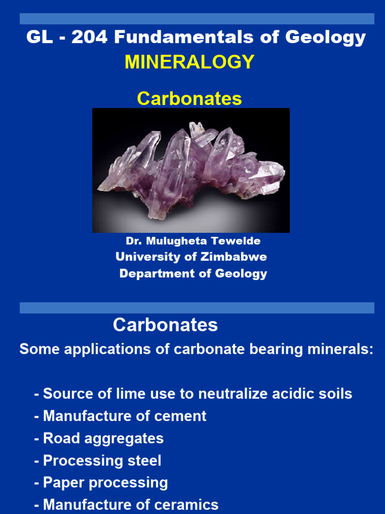 7 Carbonates (GL 204 My Lecture) | PDF | Calcite | Limestone