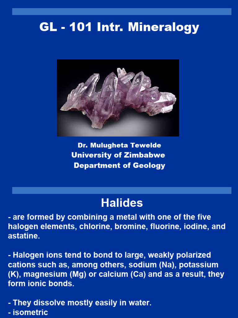 6 Halides (My Lecture) - Handout | PDF | Sodium Chloride | Minerals