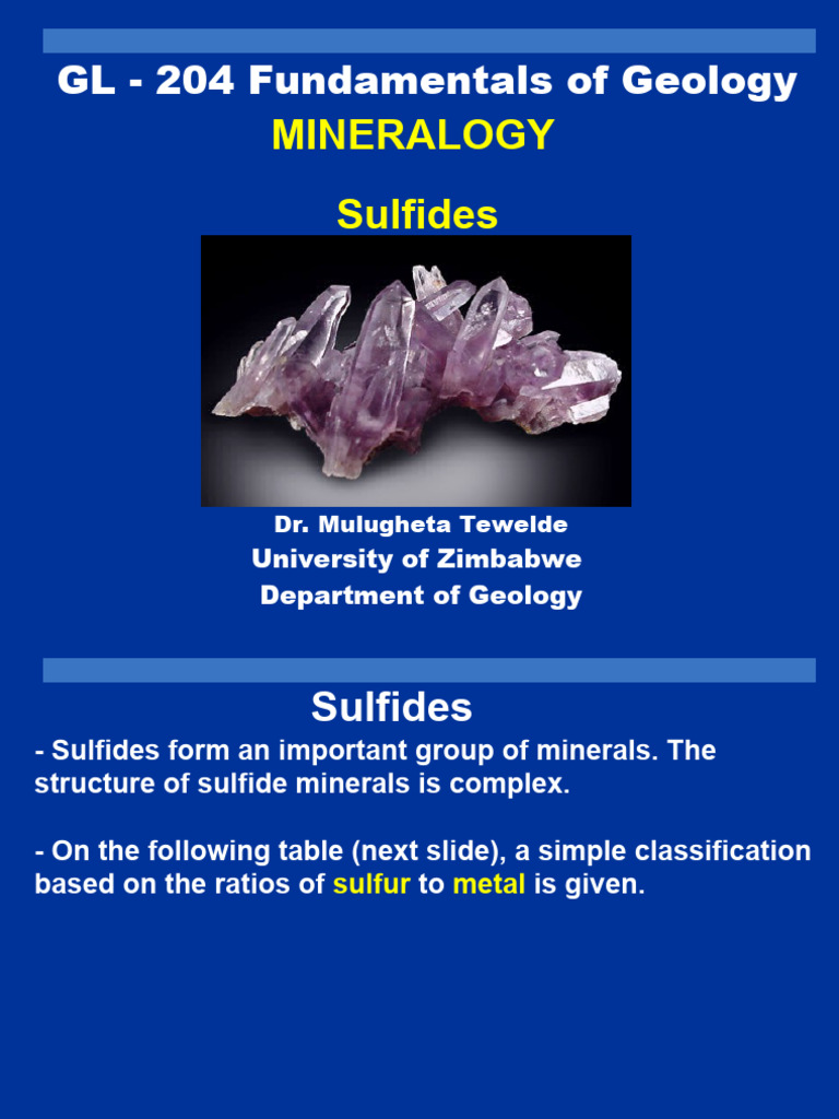 5 Sulfides (GL 204 My Lecture) - Handout | PDF | Sulfide ...