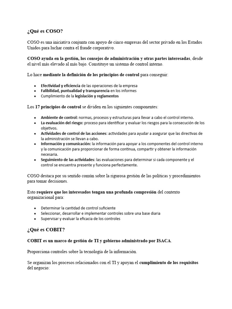 Integración de COSO, COBIT e ISO 27001 | PDF | Cobit | Seguridad de ...