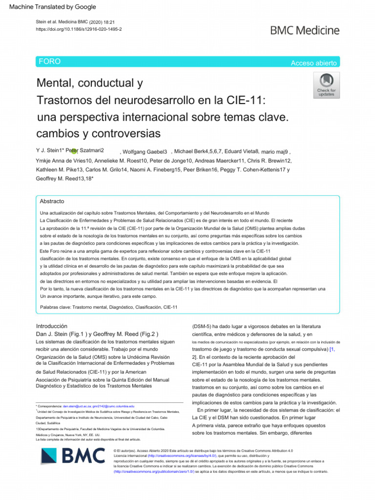 3.5 Mental, Conductual y Trastornos Del Neurodesarrollo en La CIE-11 | PDF | Espectro autista ...