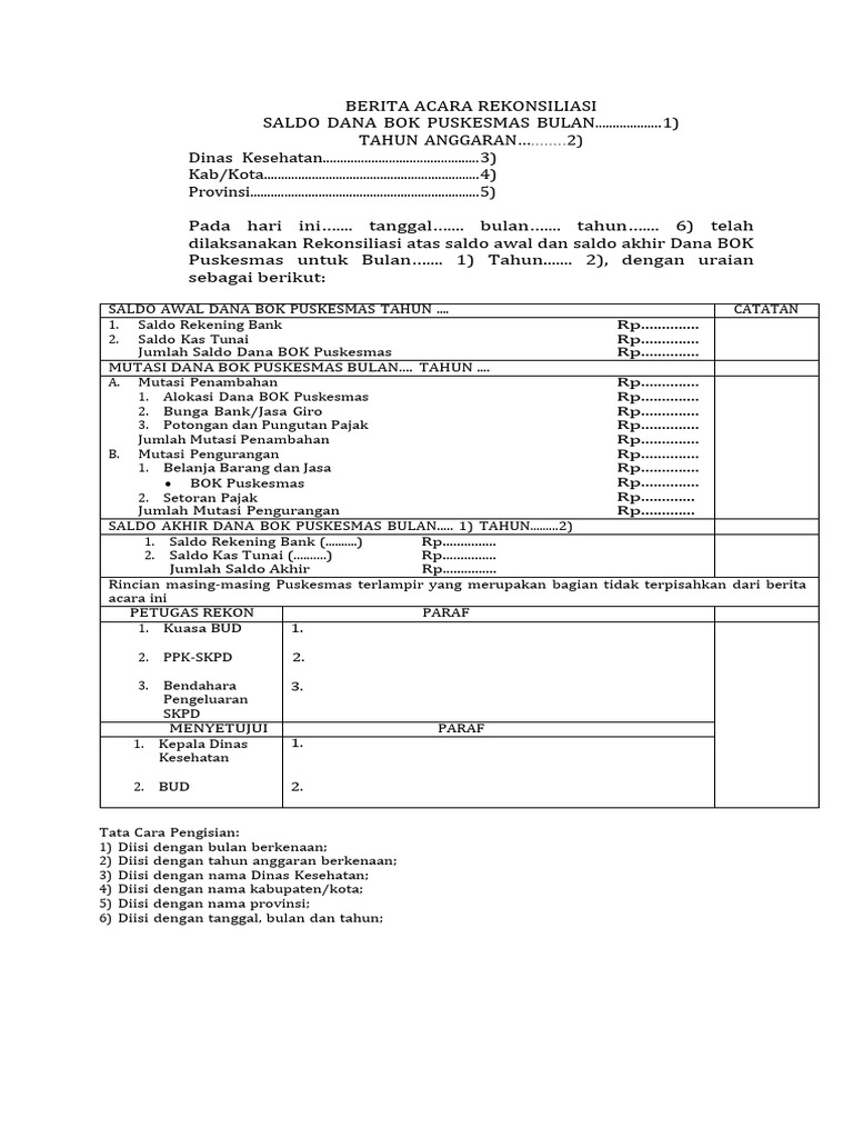 Form 08 Berita Acara Rekonsiliasi | PDF | Bisnis
