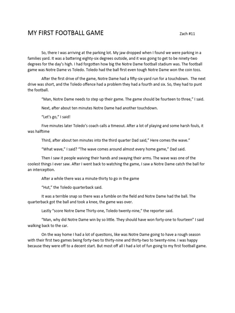 My First Football Game | PDF