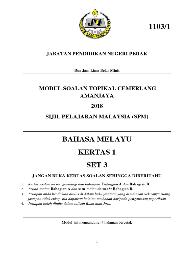 Modul 3 BM Kertas 1 | PDF
