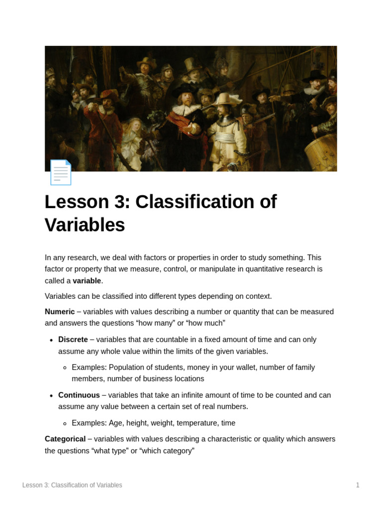 Classification of Variables | PDF | Dependent And Independent Variables | Categorical Variable