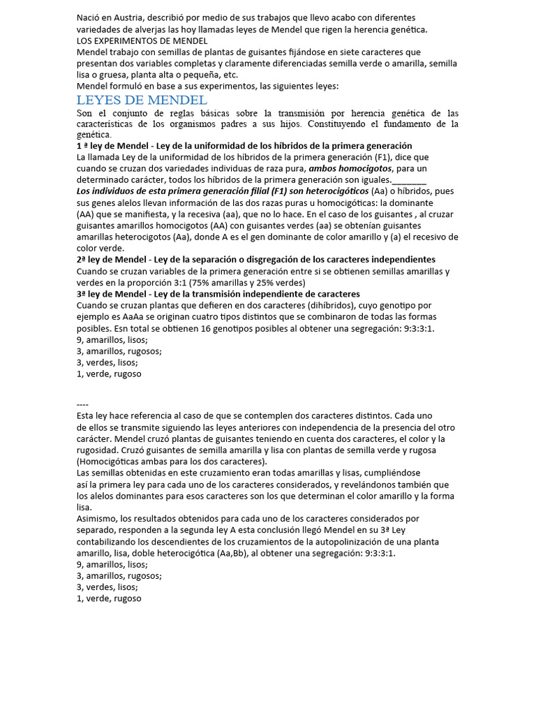 A Mediados Del Siglo 19 Un Monje Agustino Llamado Gregor Johann Mendel ... A Mediados Del Siglo 19 Un Monje Agustino Llamado Gregor Johann Mendel ...
