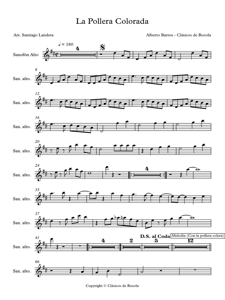 La Pollera Colorada - Sax | PDF