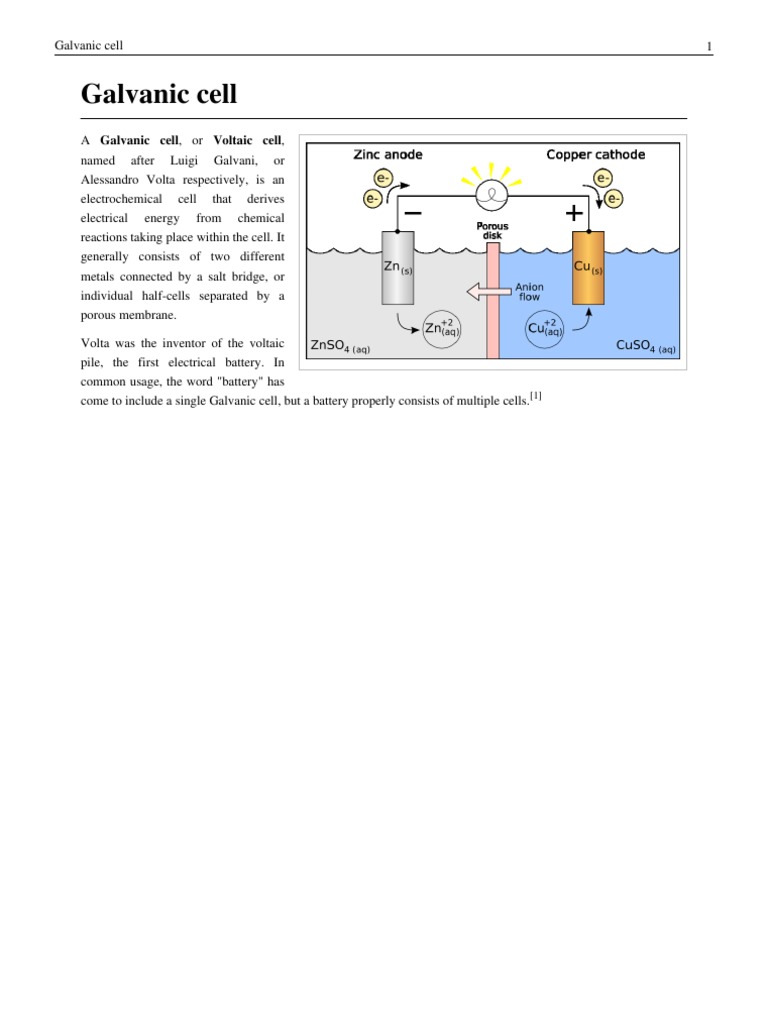 Overview of Galvanic Cells | PDF | Redox | Battery (Electricity)