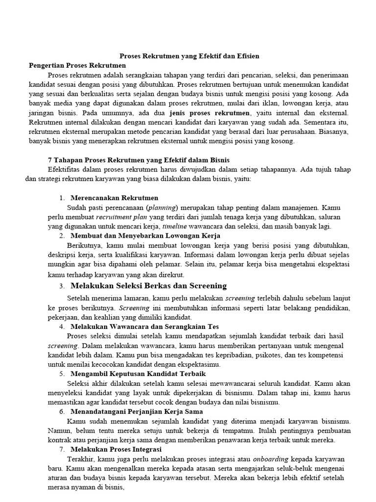 7 Tahap Rekrutmen Efektif Bisnis | PDF | Karier & Perkembangan