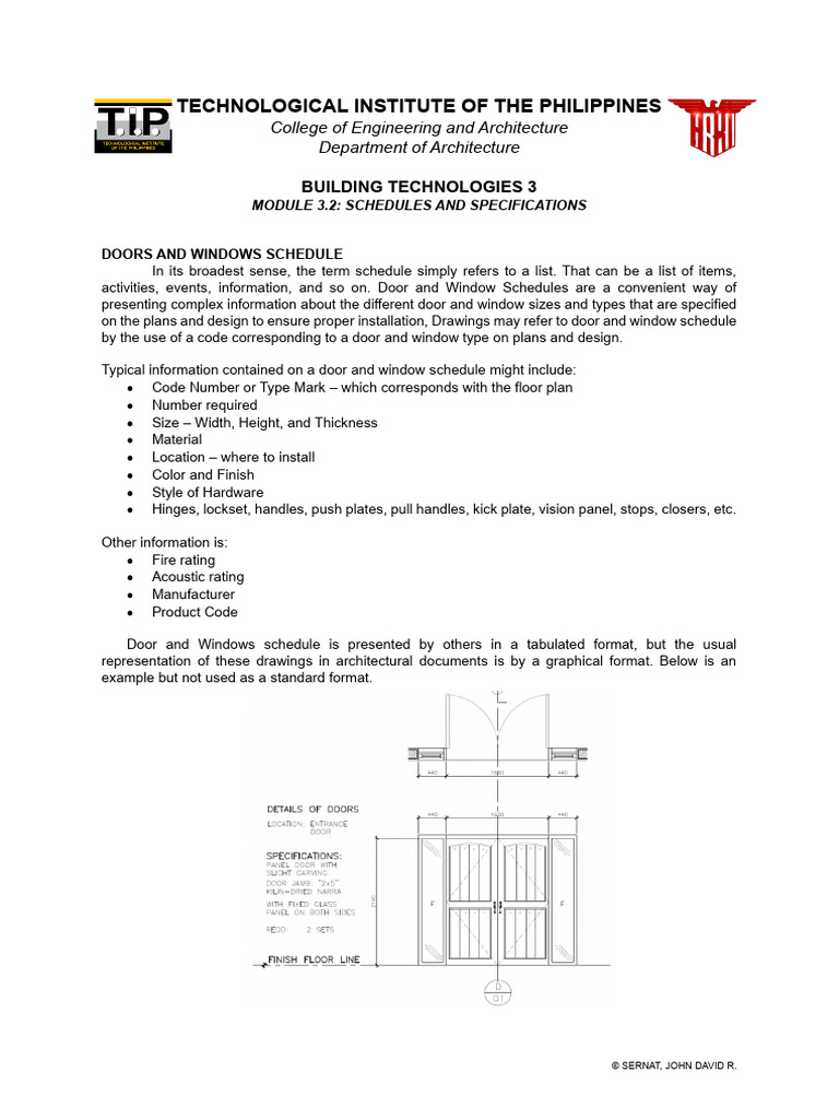Module 3.2 | PDF | Specification (Technical Standard) | Door