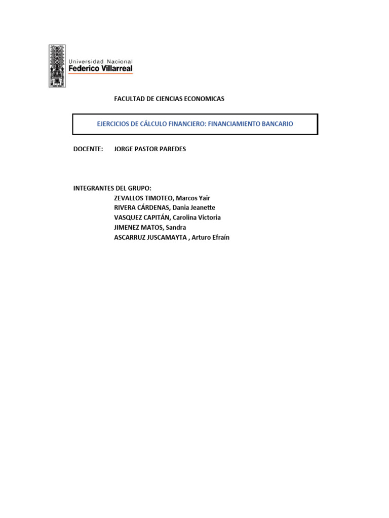 Ejercicios Finanzas Parcial. | PDF | Finanzas y administración del dinero | Crédito