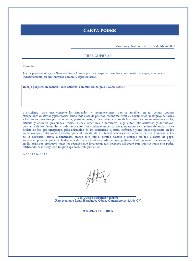 Carta Poder Word | PDF