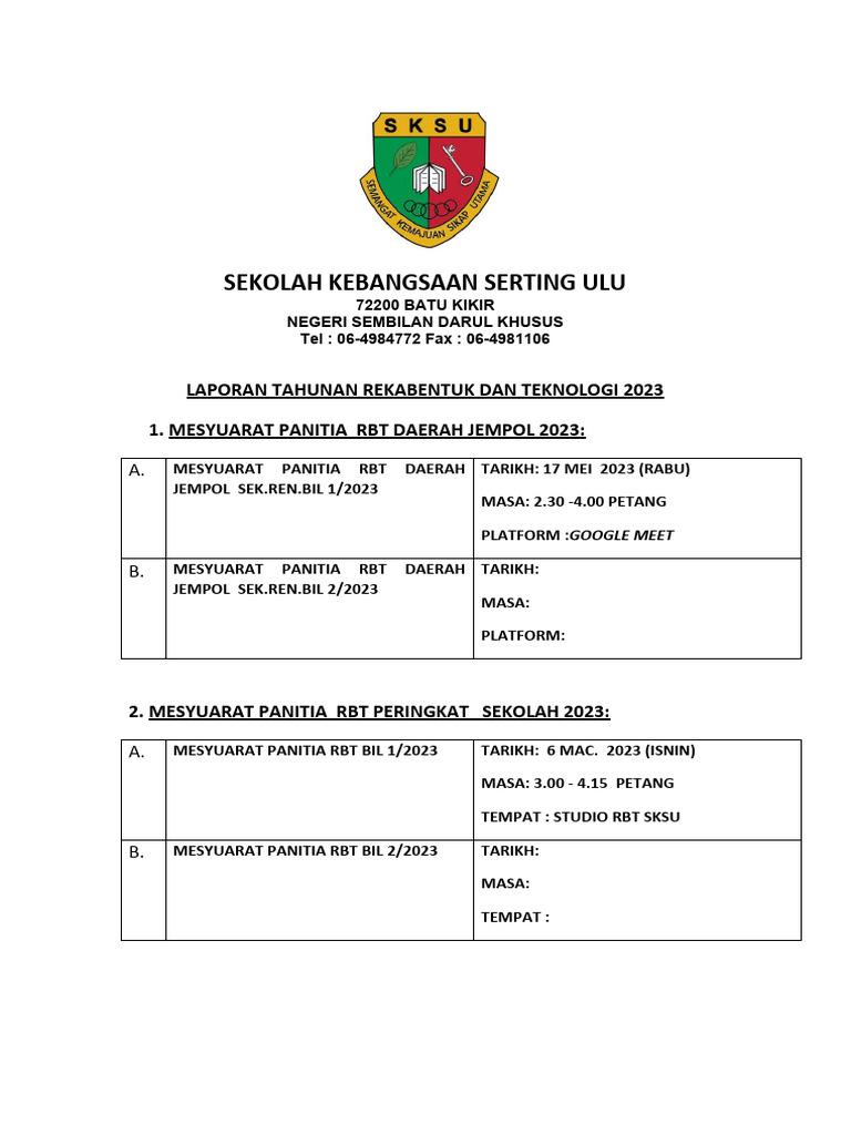 Laporan Aktiviti Panitia RBT | PDF