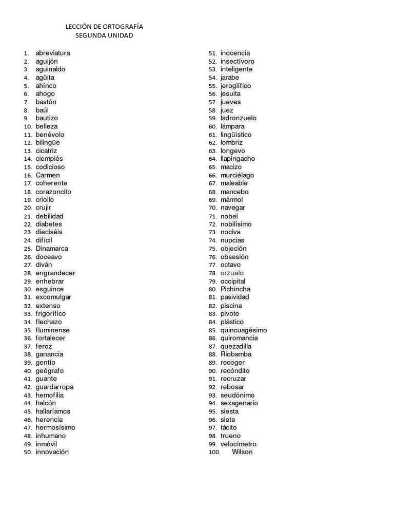 Ortografía 2° Unidad | PDF