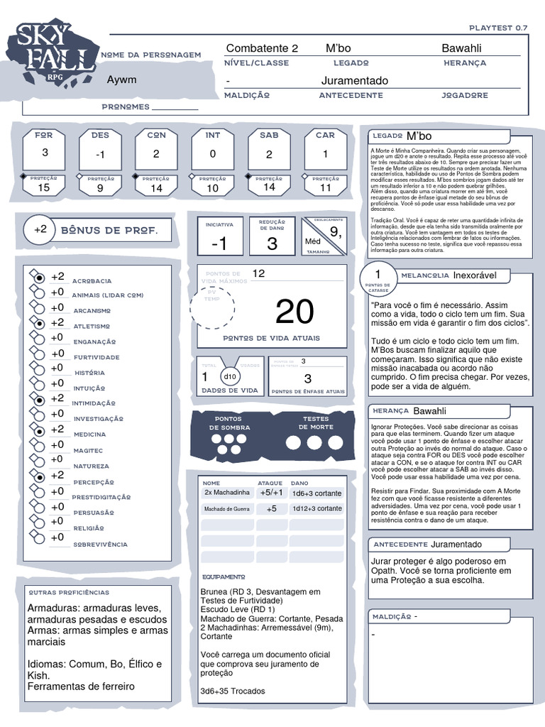 Ficha Skyfall Aywm 0.7 Nv2 | PDF