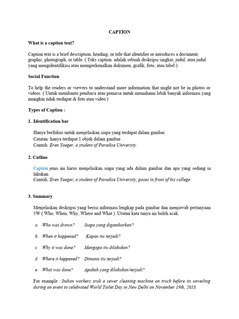 Materi Caption Text | PDF