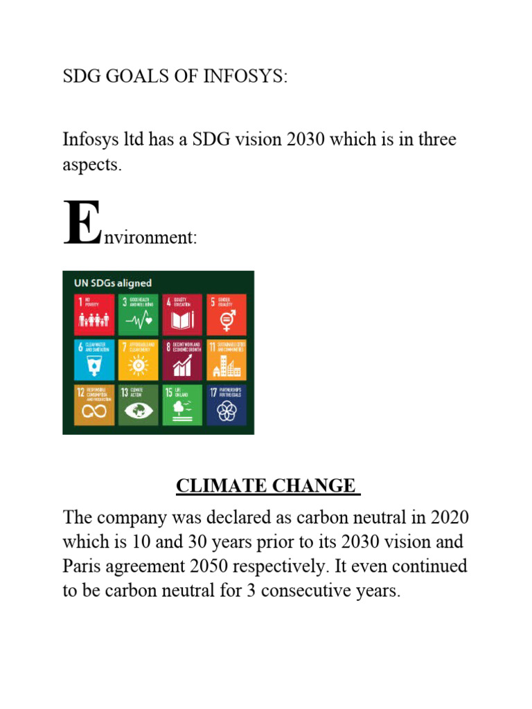 Infosys SDG Vision 2030 Overview | PDF | Life Cycle Assessment | Solar ...