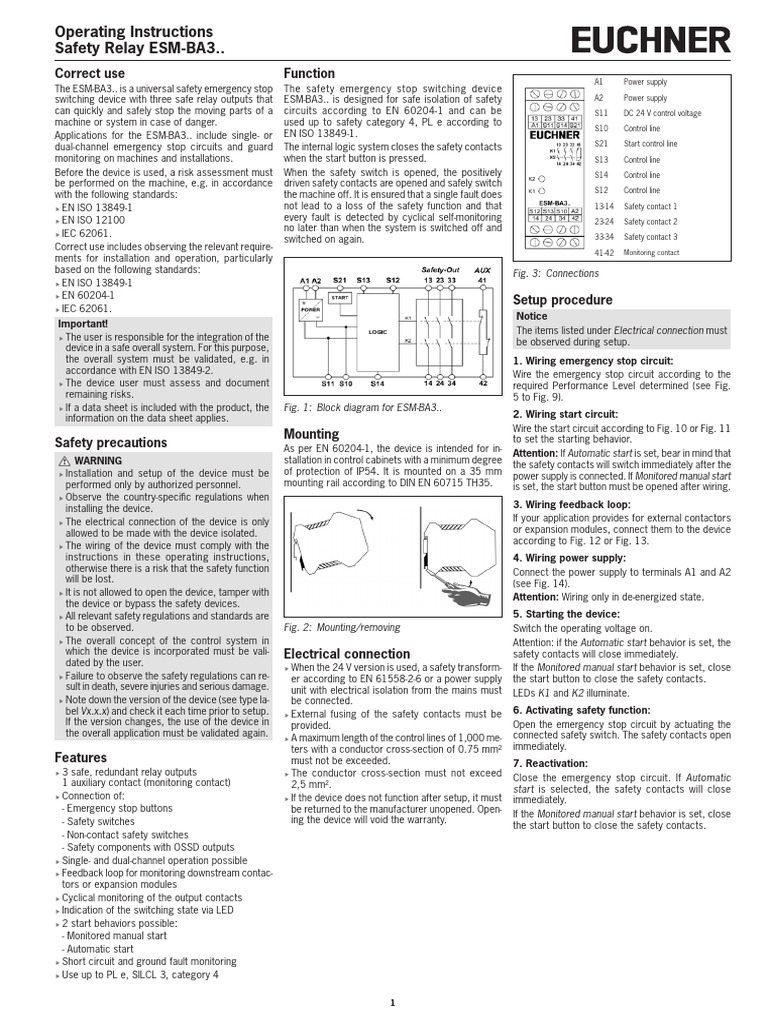 MAN - Operating Instructions Safety Relay ESM BA - EN - 09 - 07 22 ...