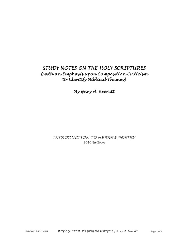 Introduction To Hebrew Poetry | PDF | Ecclesiastes | Book Of Proverbs