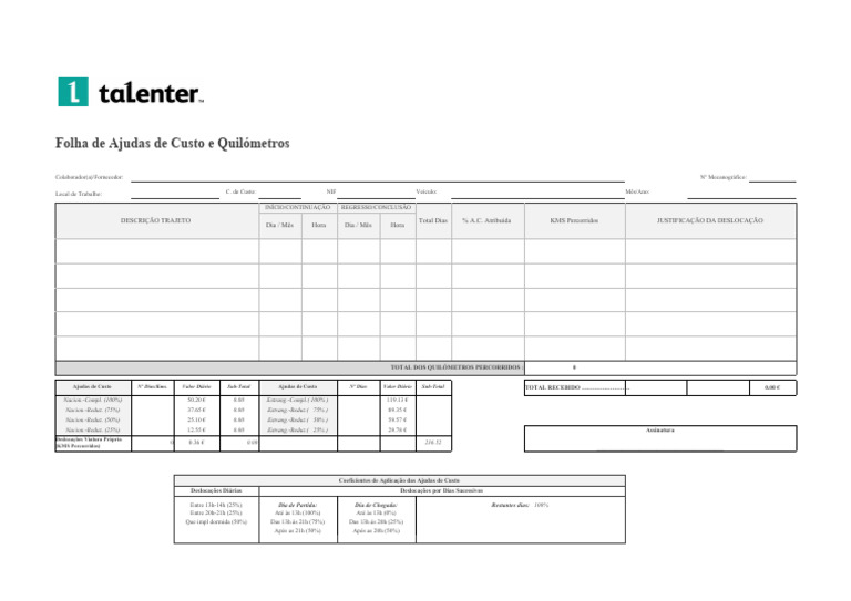 Minuta Mapa Kms Ajudas Custo | PDF