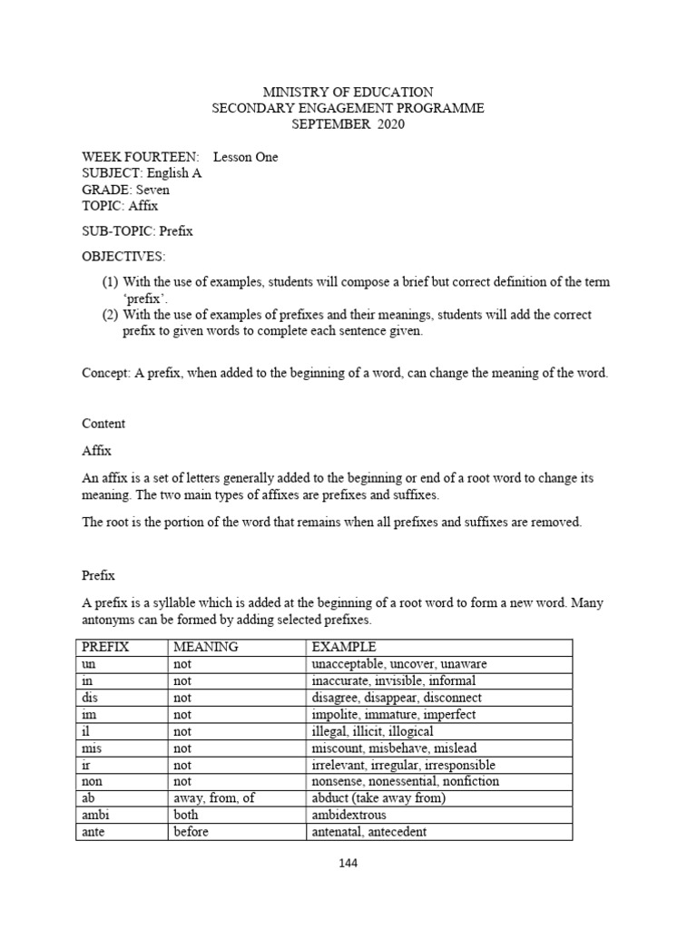Grade 7 English Language Week 14 Lesson 1 and Answersheet | PDF