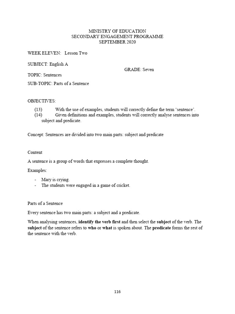 Grade 7 English Language Week 11 Lesson 2 and Answersheet | PDF ...