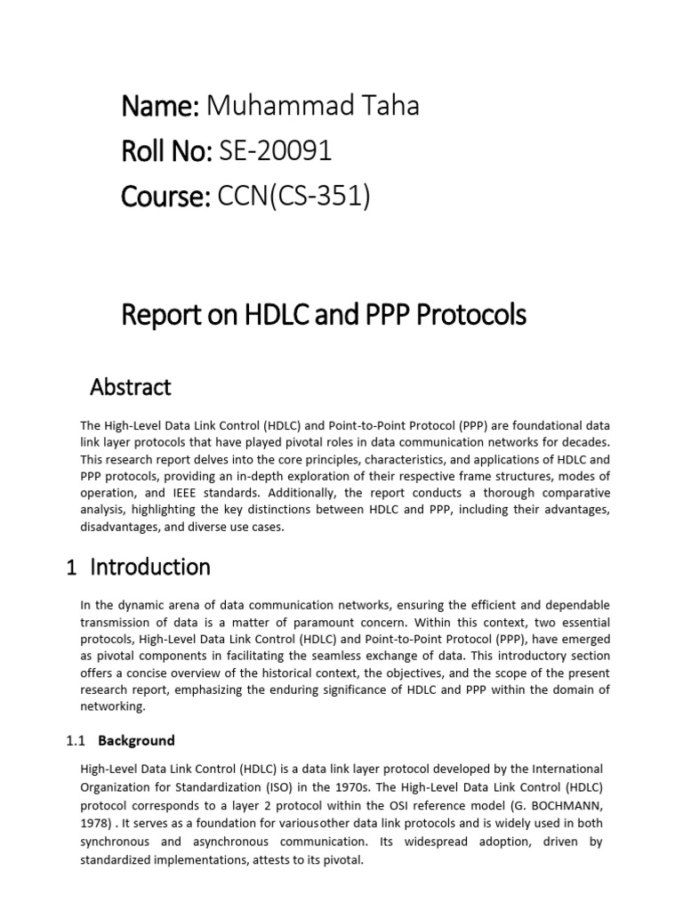 Report On HDLC and PPP Protocols | PDF | Network Architecture | Computer Data